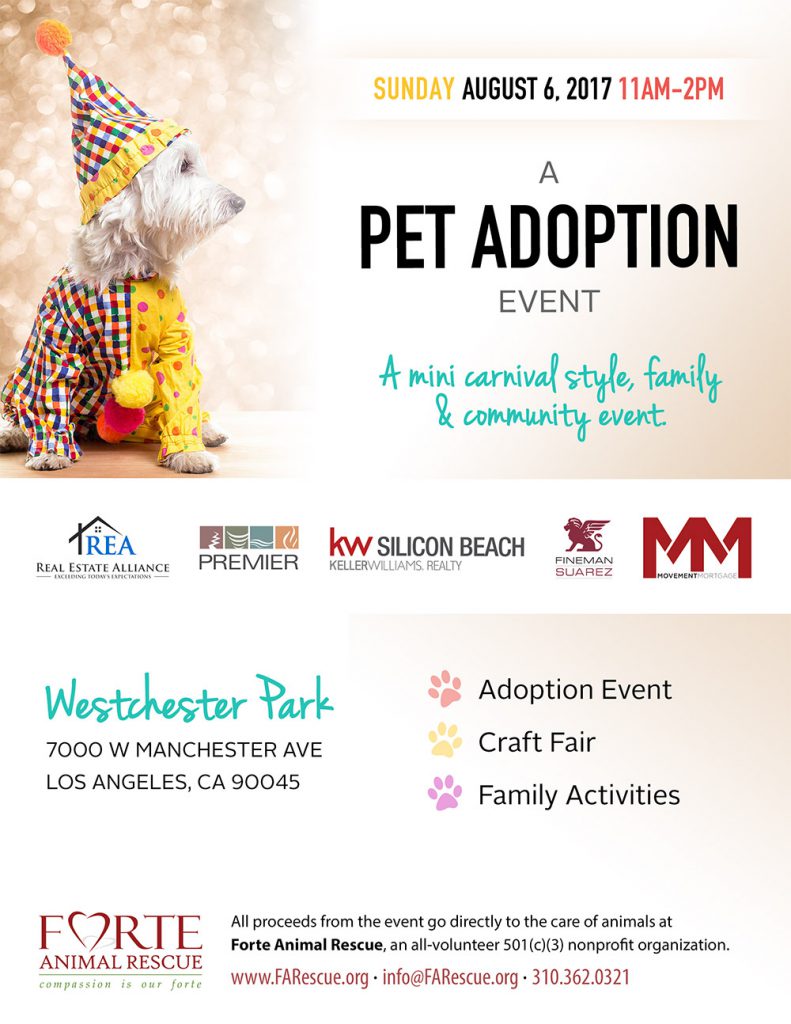 Pet Adoption Event – Sunday August 6, 2017 - Forte Animal Rescue ...